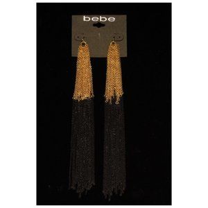 bebe | Jewelry | Bebe Gold And Black Shoulderduster Chain Earrings ...